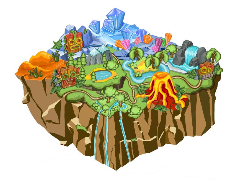 Set of Level Maps Assets. GUI Map Screen. Forest , Winter, Summer ...