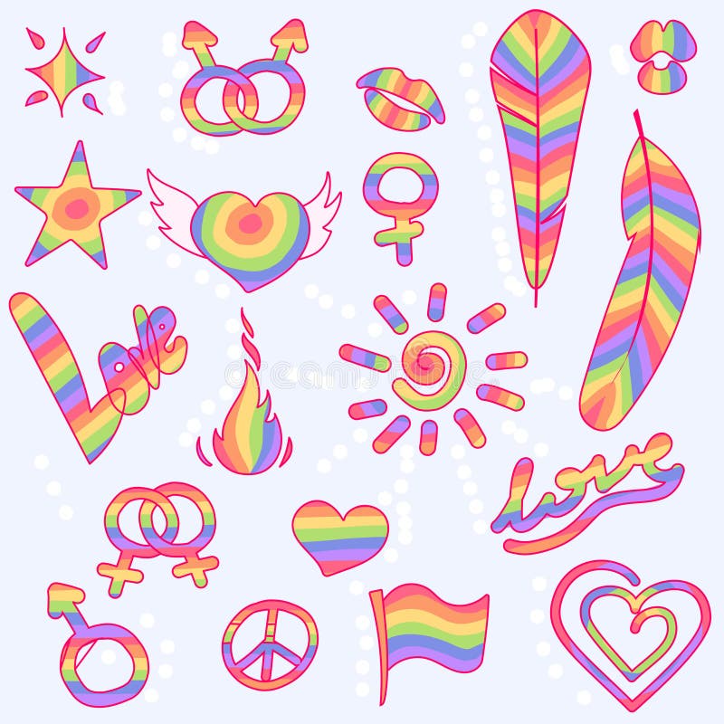 Set of LGBT items stock vector. Illustration of multicolor - 314894413