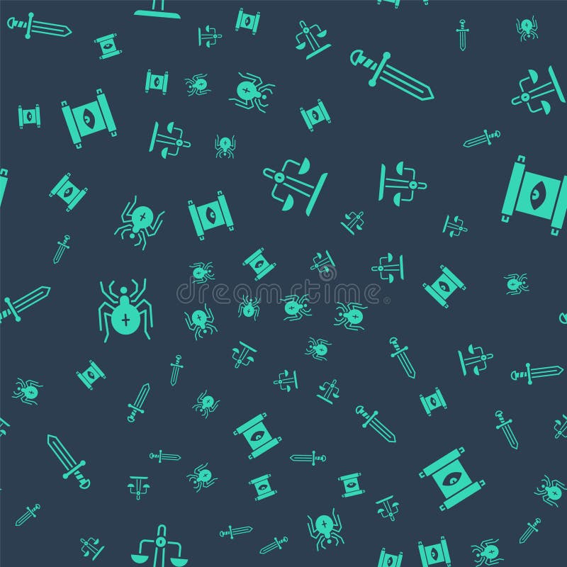 Set Libra Zodiac, Medieval Sword, Spider and Ancient Magic Scroll on ...