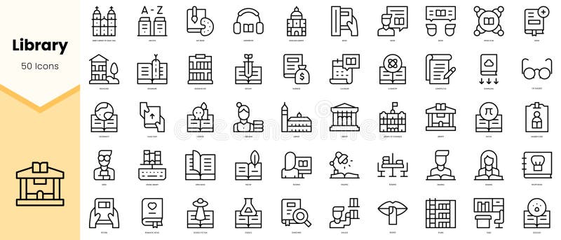 Set of Library Icons. Simple Line Art Style Icons Pack Stock Vector ...