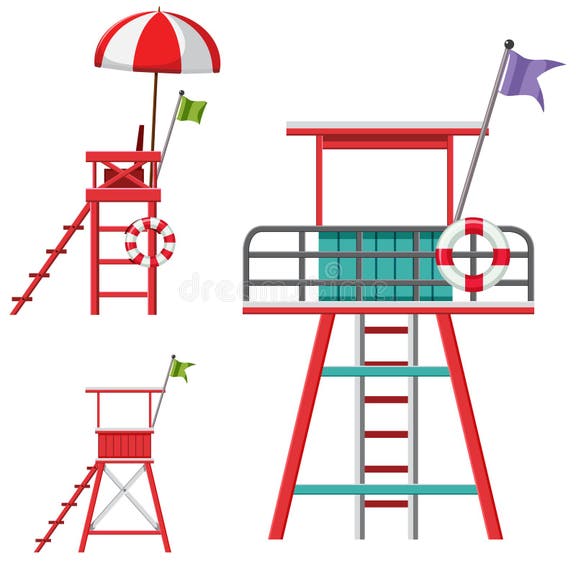 A set of lifeguard chairs stock vector. Illustration of vacation ...