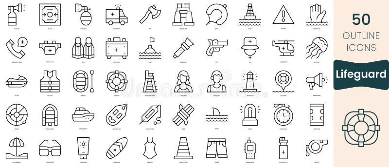 Set of Lifeguard Icons. Thin Linear Style Icons Pack Stock Vector ...