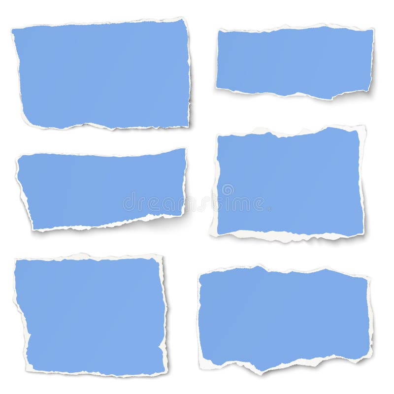 Set of Light Blue Paper Different Shapes Vector Tears Isolated on White ...