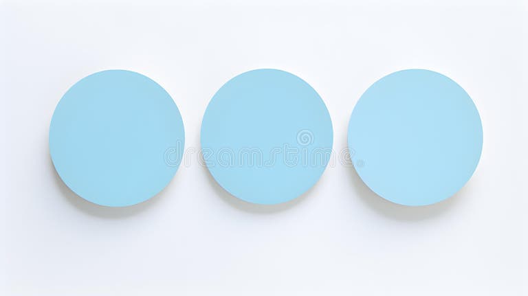 Set of Light Blue Round Paper Notes on a White Background ...