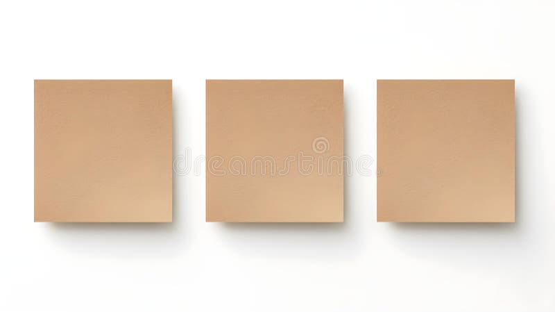 Set of Light Brown Square Paper Notes on a White Background ...