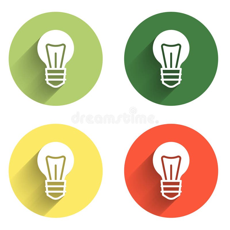 Set Light Bulb with Concept of Idea Icon Isolated with Long Shadow ...