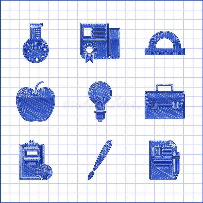 Set Light Bulb with Concept of Idea, Paint Brush, Exam Sheet and Pencil ...