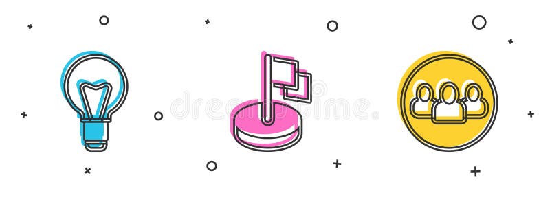 Set Light Bulb, Flag and Project Team Base Icon. Vector Stock Vector ...