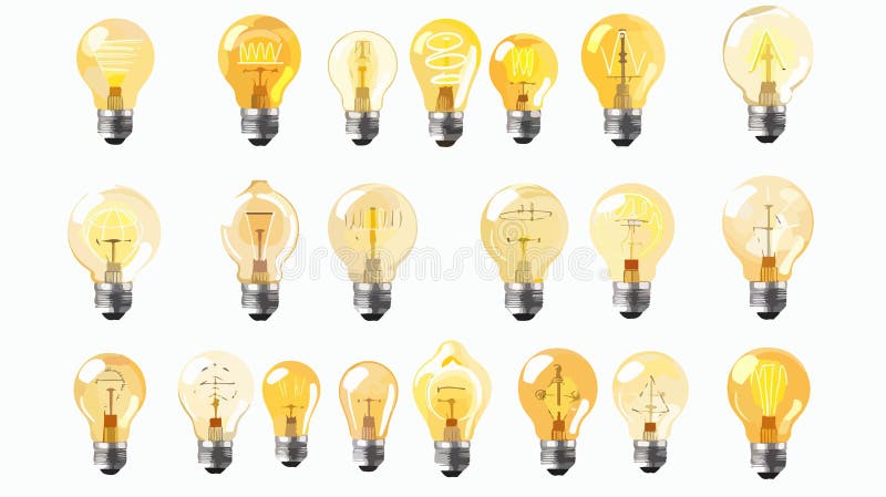 Set of Light Bulb Icons in Different Lamp Styles Vector Illustration ...