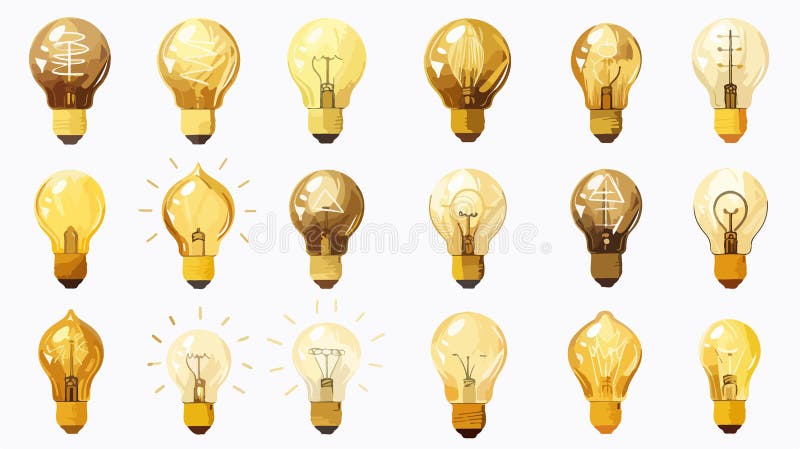 Set of Light Bulb Icons in Different Lamp Styles Vector Illustration ...