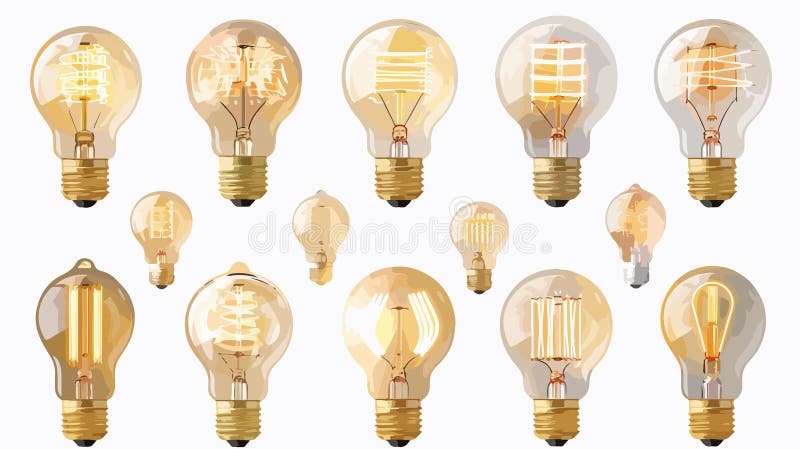 Set of Light Bulb Icons in Different Lamp Styles Vector Illustration ...