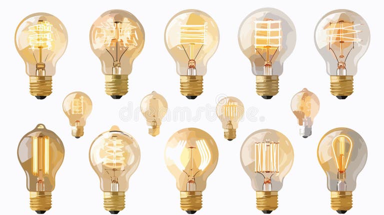 Set of Light Bulb Icons in Different Lamp Styles Vector Illustration ...
