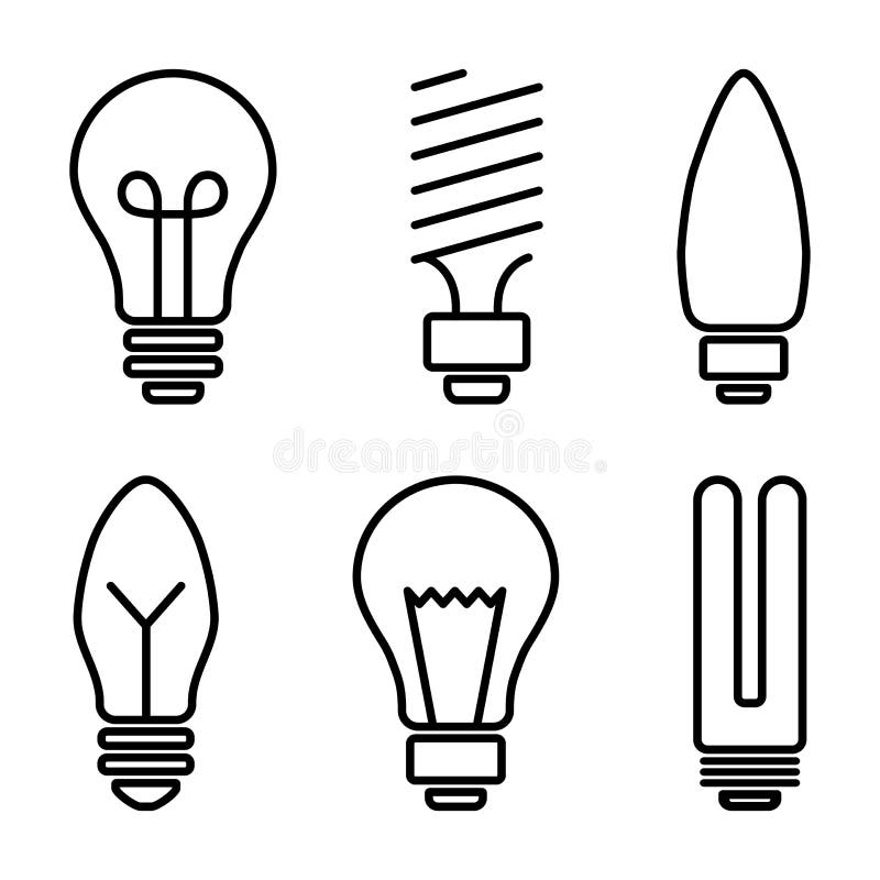 Set of Light Bulb Icons, Lamp. Vector Illustration Stock Illustration ...