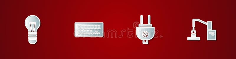 Set Light Bulb, Keyboard, Electric Plug and Robotic Robot Arm Hand ...