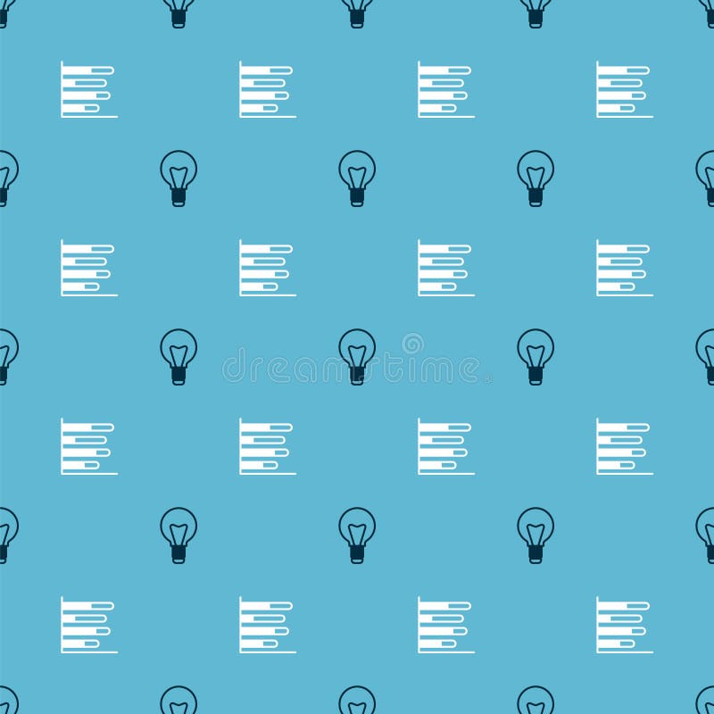 Set Light Bulb and Pie Chart Infographic on Seamless Pattern. Vector ...