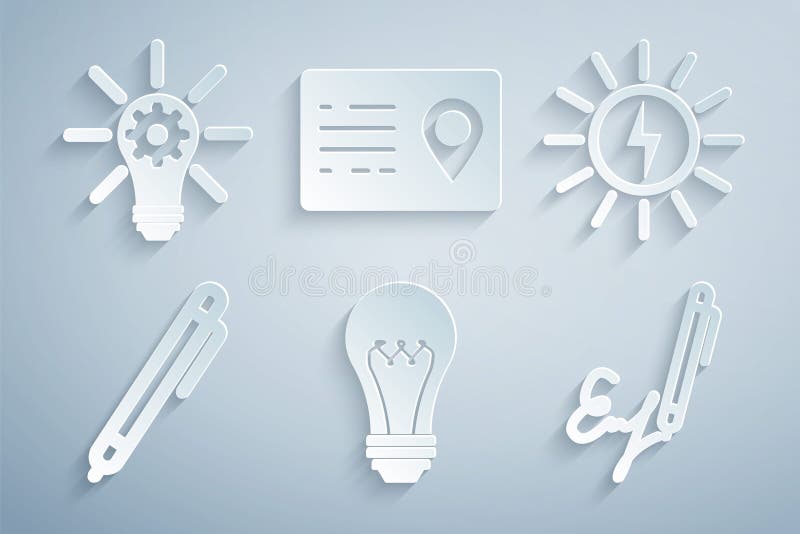 Set Light Bulb, Solar Energy Panel, Pen, Signature, Address Book and ...