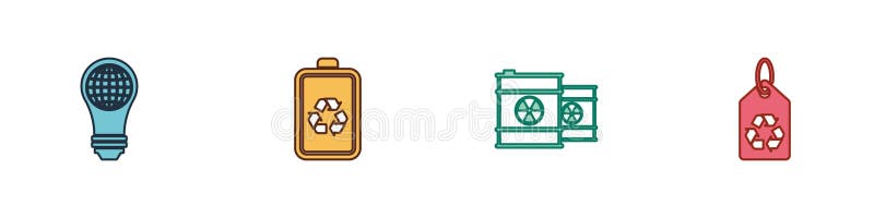 Set Light Bulb with World Globe, Battery Recycle, Radioactive Waste in ...