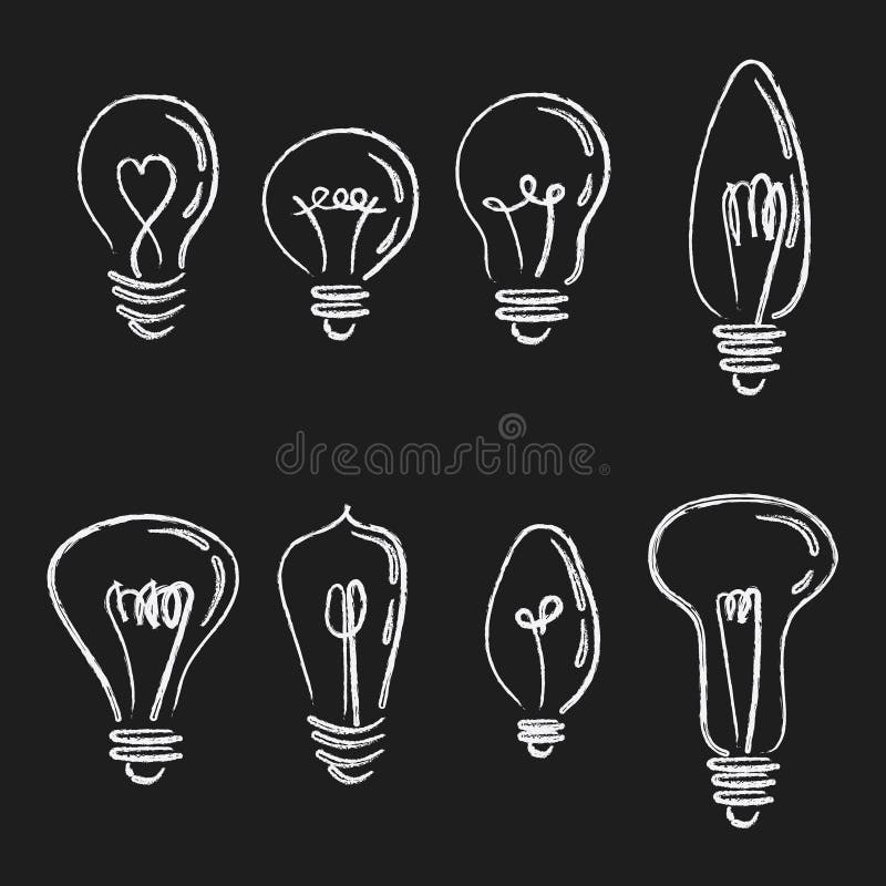 Set of Light Bulbs. Collection of Stylized Energy Saving Light Bulbs ...