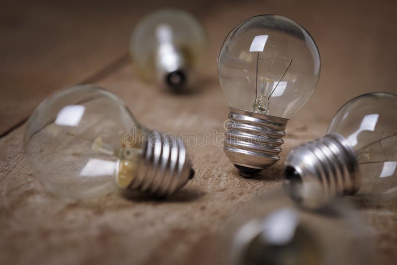Set of Light Bulbs with the One Stands Out Stock Image - Image of sign ...