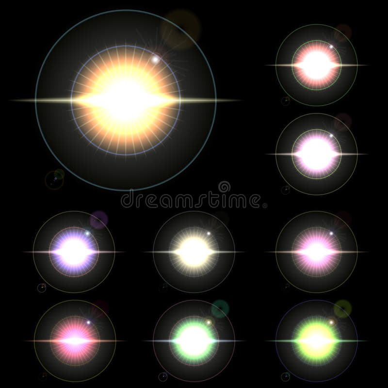 Set Light Effect Stars Vector Design Stock Vector - Illustration of ...