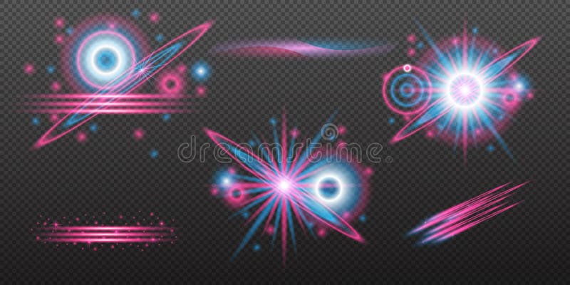 Set Light Effects Pink Blue Isolated Flare Explosion Shiny Dust Line ...