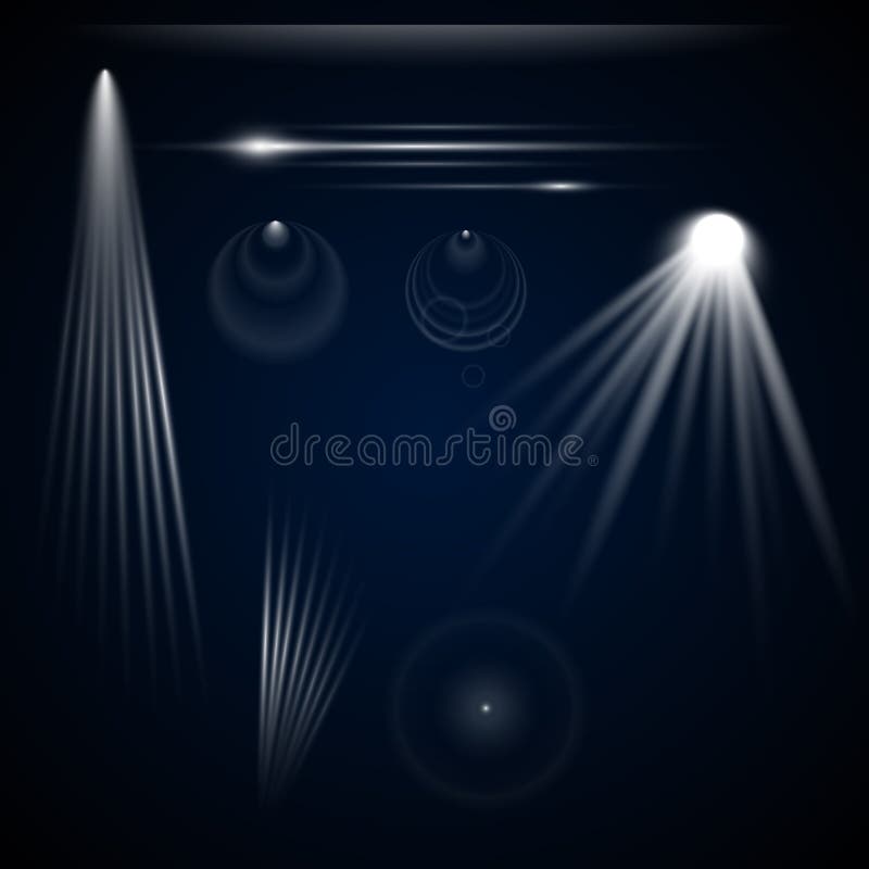 Set of Light Elements, Highlights, on Blue Background, Stock Vector ...