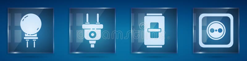 Set Light Emitting Diode, Electric Plug, Electric Light Switch and ...