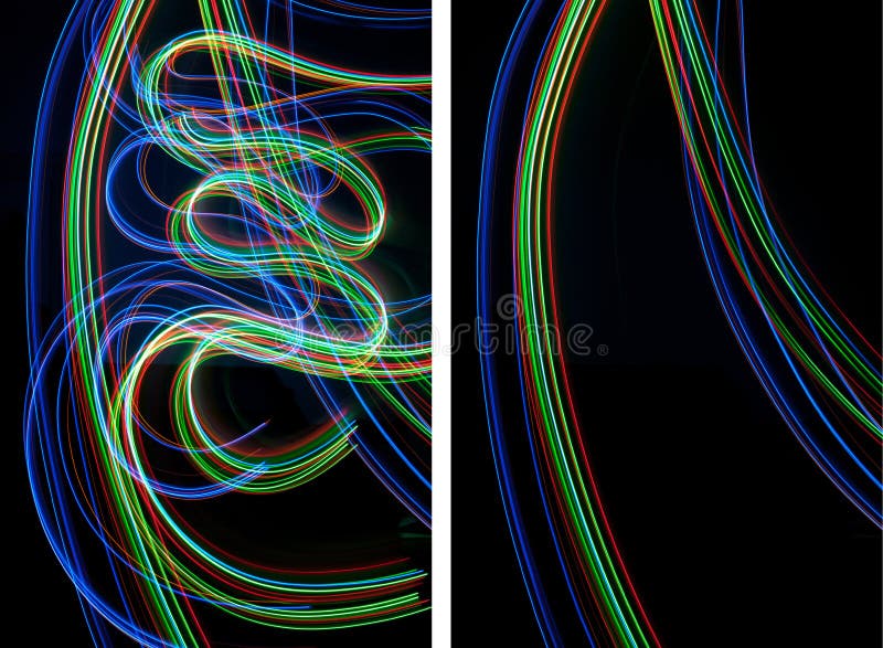 Set of Light Painting Backgrounds Stock Photo - Image of artistic ...