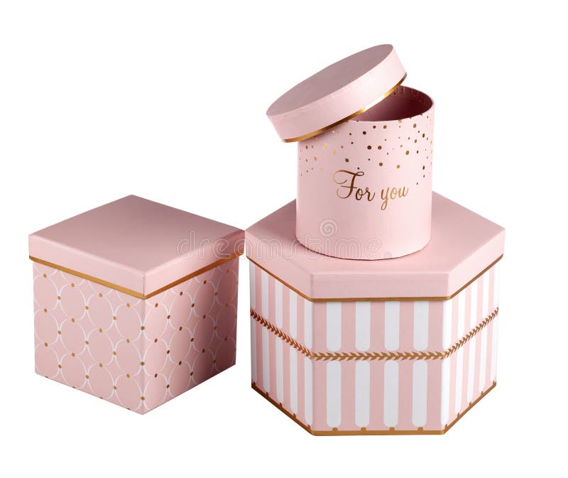 Set of Light Pink and Gold Boxes Stock Photo - Image of wrap, abstract ...