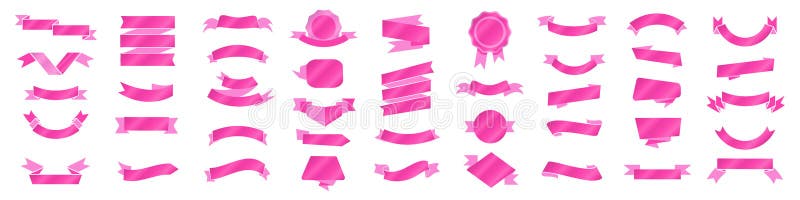 Set of Light Pink Ribbon Banners. Vector Illustration. Stock Vector ...