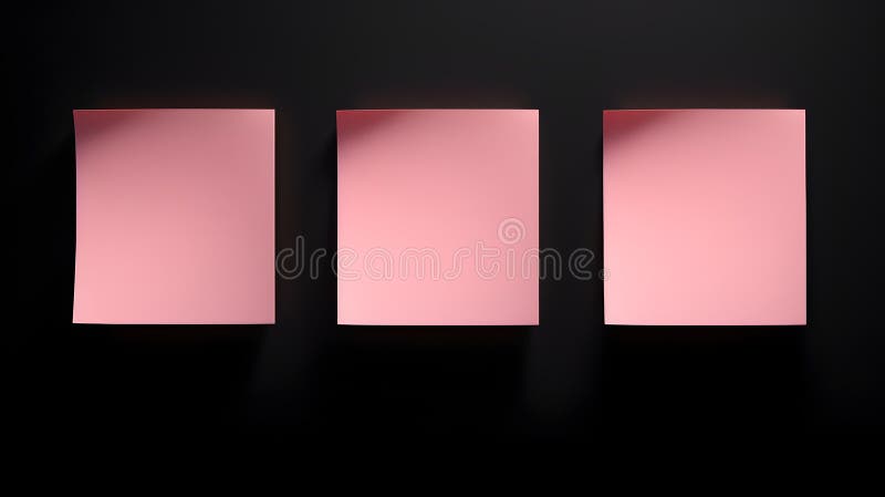 Set of Light Pink Square Paper Notes on a Black Background ...