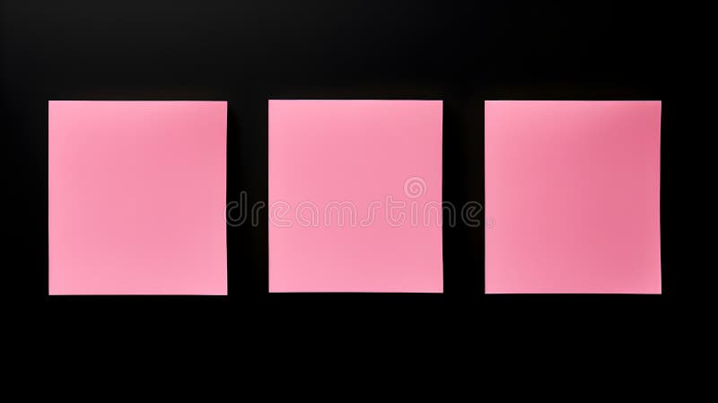Set of Light Pink Square Paper Notes on a Black Background ...