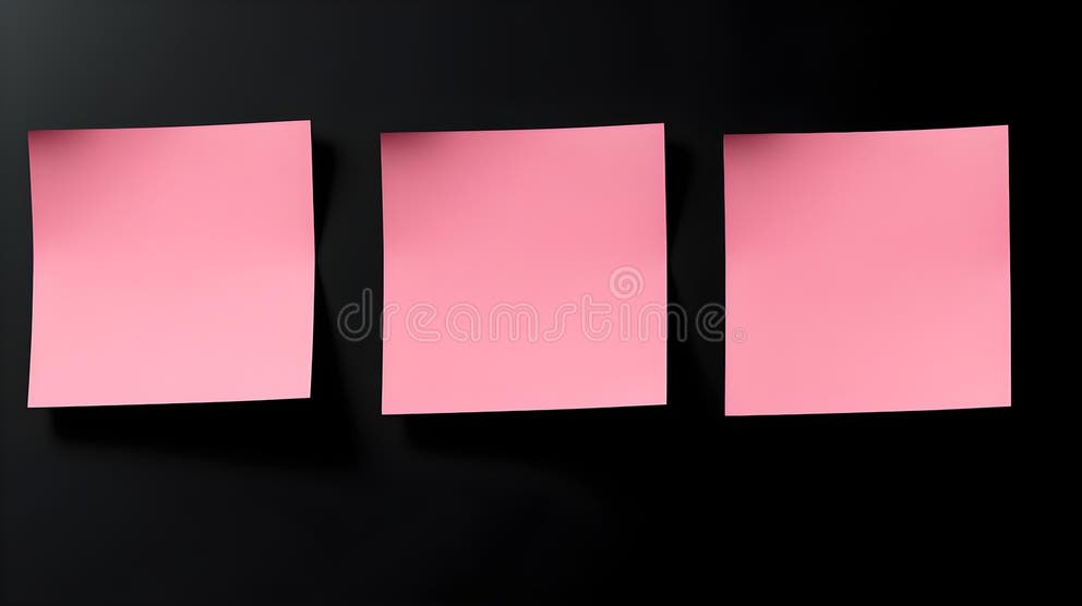 Set of Light Pink Square Paper Notes on a Black Background ...