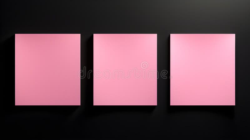 Set of Light Pink Square Paper Notes on a Black Background ...