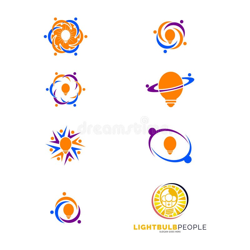 Set of Lightbulb People Group Icon Vector Logo Template Illustration ...