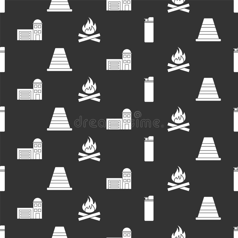 Set Lighter, Traffic Cone, Building of Fire Station and Campfire on ...