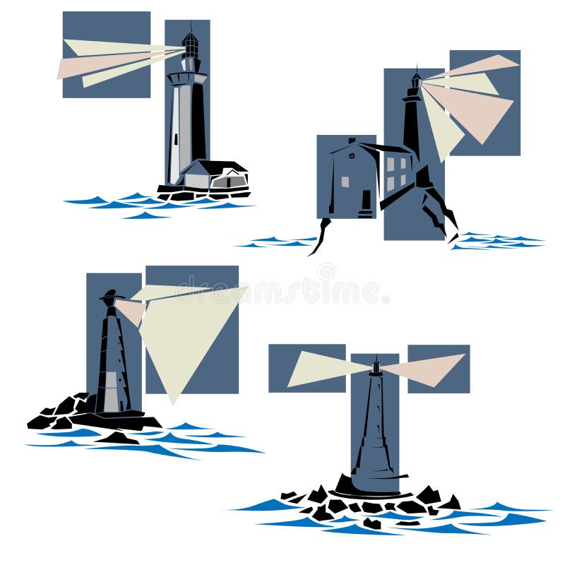 Stylized Lighthouse Illustration Isolated Stock Vector - Illustration ...