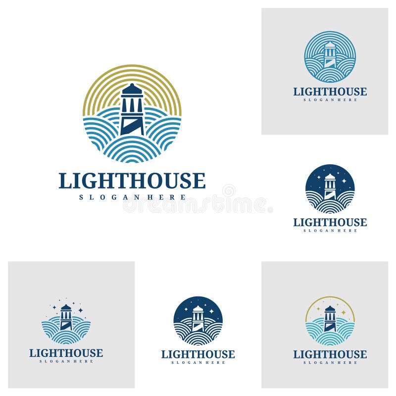 Set of Lighthouse Logo Template, Creative Lighthouse Logo Design Vector ...