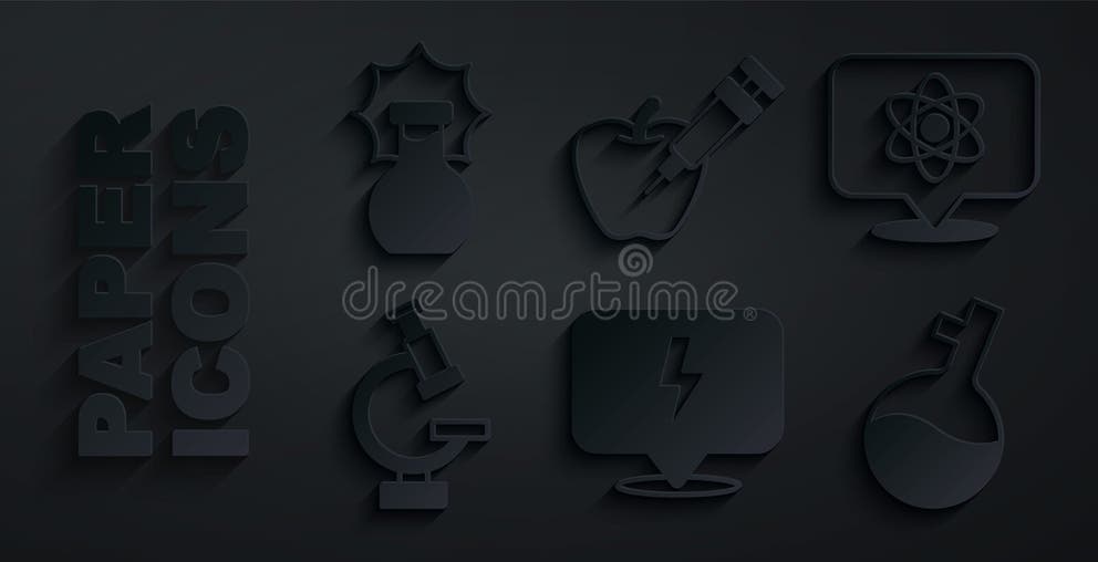 Set Lightning Bolt, Atom, Microscope, Test Tube, Genetically Modified ...