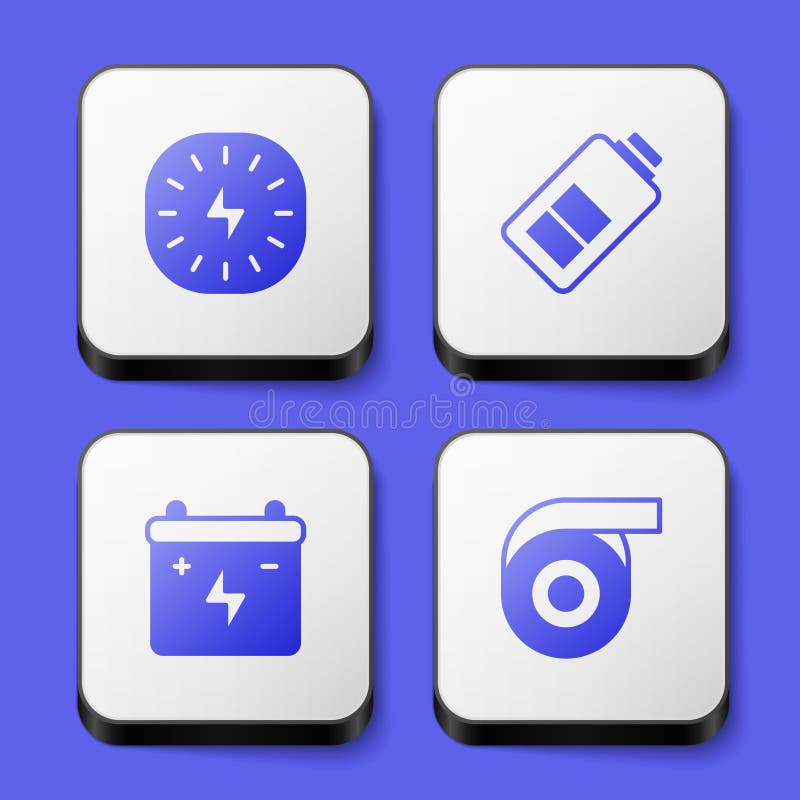 Set Lightning Bolt, Battery Charge, Car Battery and Roll Adhesive Tape ...