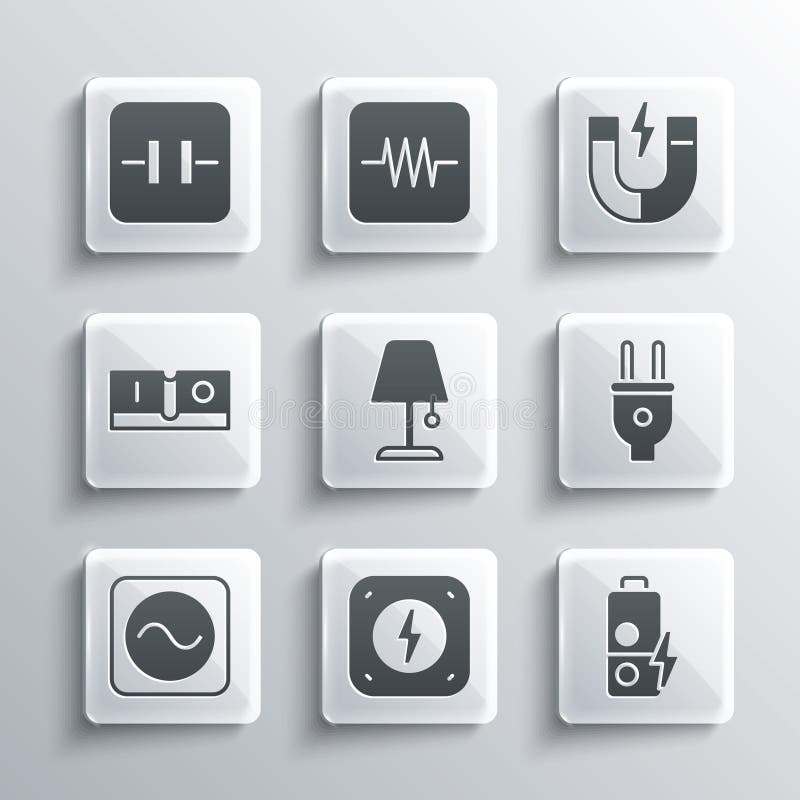 Set Lightning Bolt, Battery Charge, Electric Plug, Table Lamp, AC ...