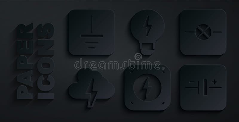Set Lightning Bolt, Lamp Electronic Circuit, Cloud and Lightning, DC ...
