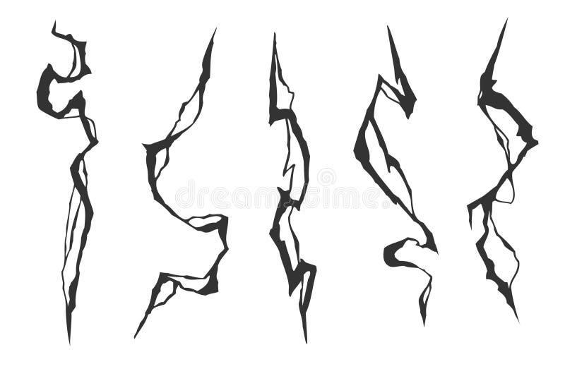 Lightning Bolt Shapes with Sharp and Jagged Edges. Energy, Power, and ...