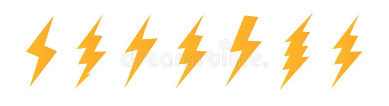 Set Lightning Bolt. Thunderbolt, Lightning Strike. Flat Style Vector ...