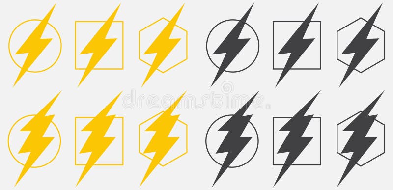 Set of Lightning, Electric Power Vector Logo Design Element.Power Fast ...