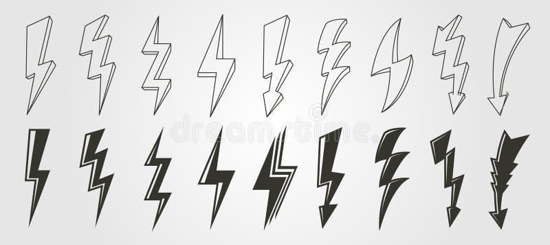 Set of Lightning Flash Vector Icon Symbol Illustration Design ...