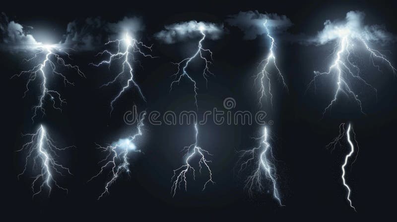 A Set of Lightning Flashes Illuminating the Darkness, Useful for Scenes ...