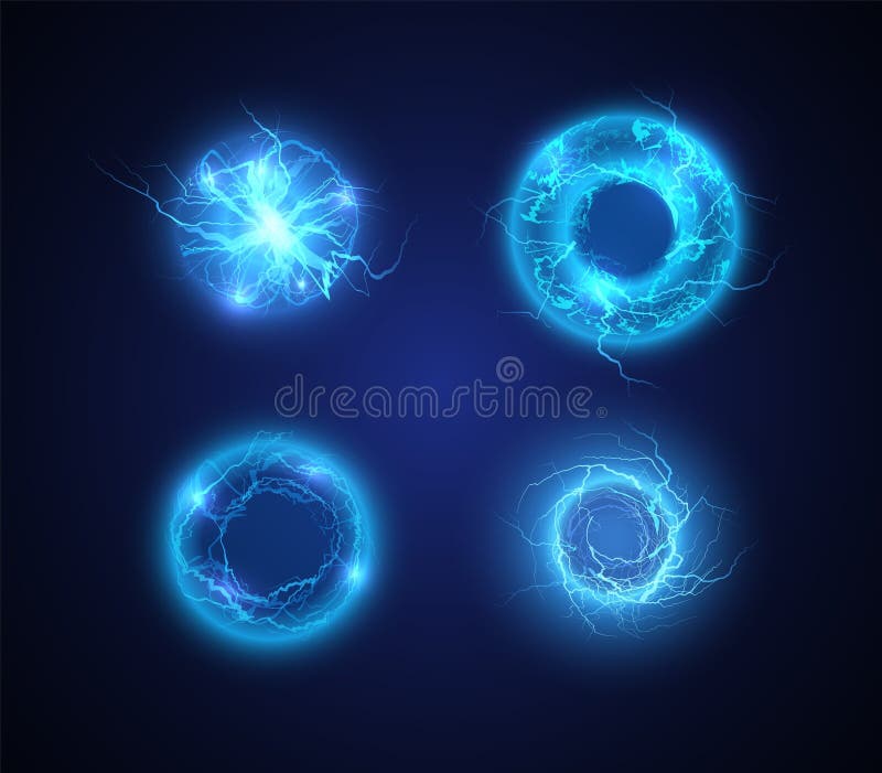 Set of Lightning Glowing Blue Balls. Stock Vector - Illustration of ...