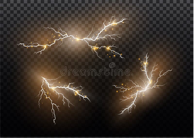 A Set of Lightning Magic and Bright Light Effects. Vector Illustration ...