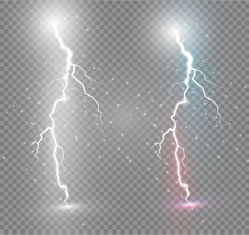 A Set of Lightning Magic and Bright Light Effects. Vector Illustration ...